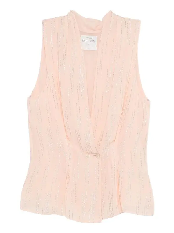 FORTE_FORTE V-neck Sleeveless Peplum Vest - Multicolor