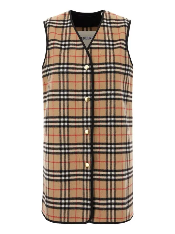 Burberry Checked Sleeveless Jacket - Multicolor