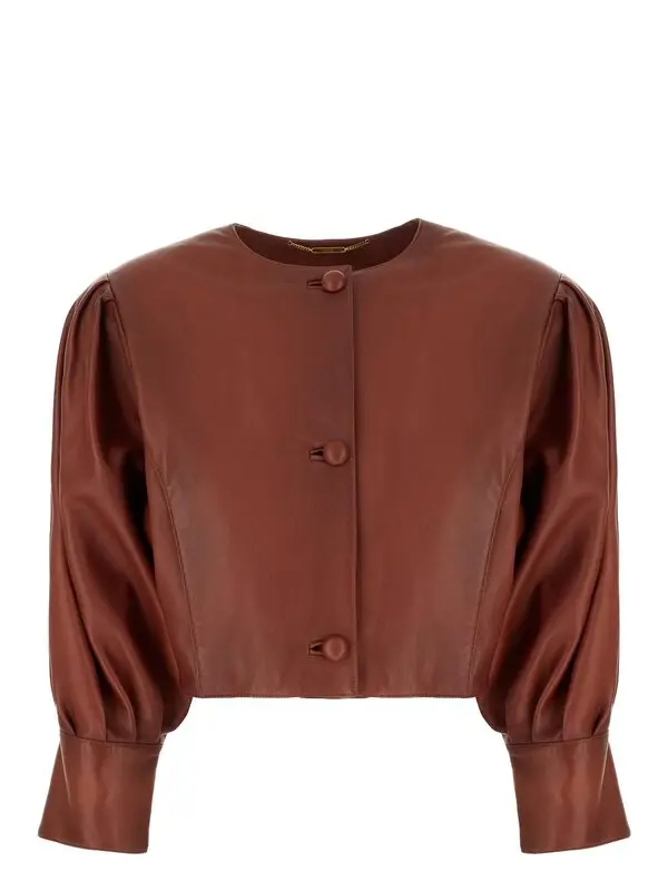 Chloé Leather Cropped Jacket - Multicolor