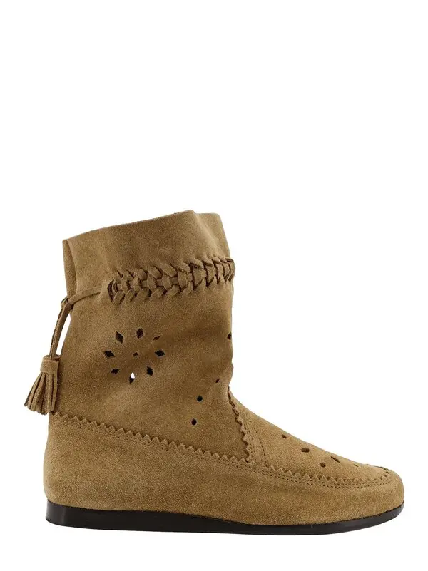 Isabel Marant Étoile Suede Boots With Tassels And Perforated Details - Multicolor
