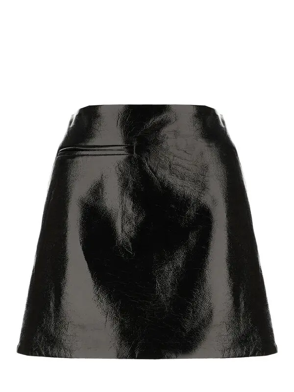 COURREGES Black Patent Leather A-line Skirt - Multicolor