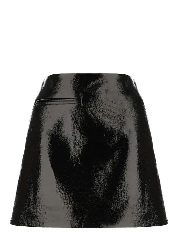 COURREGES Black Patent Leather A-line Skirt - Multicolor