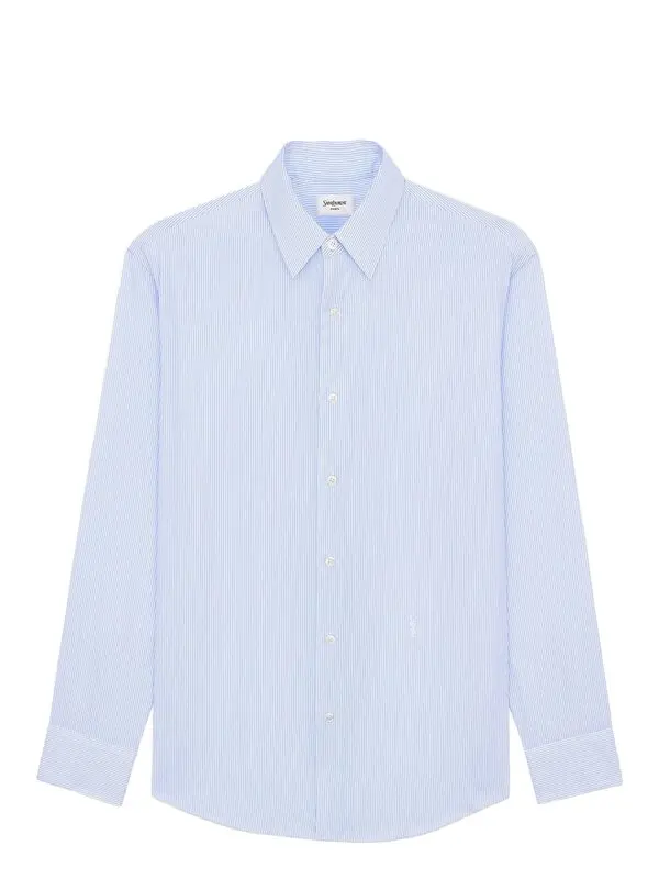 Saint Laurent Cassandre Cotton Shirt With Striped Pattern - Multicolor