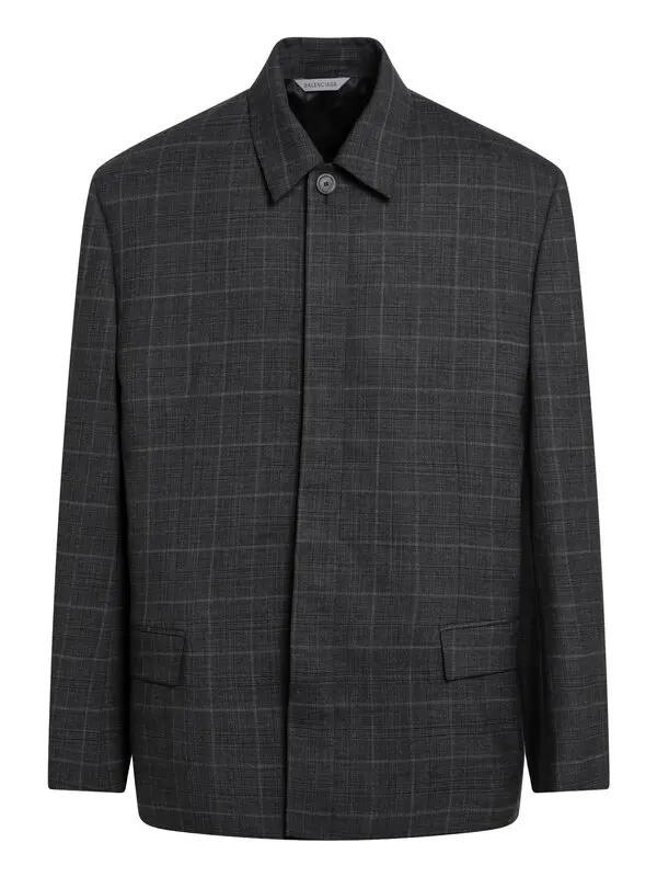 Balenciaga Checked Wool Jacket - Gray