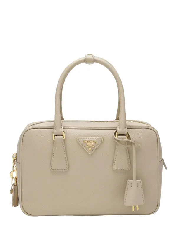 Prada Saffiano Leather Top Handle Bag - Cream