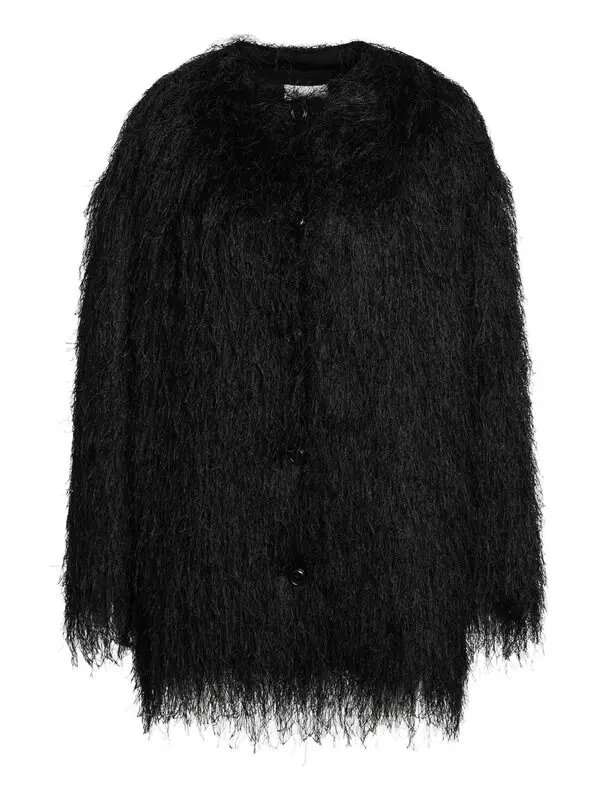 Loulou De Saison Filipo Coat With Fringes - Black