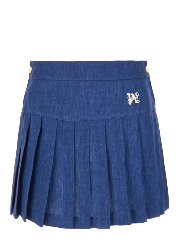 Palm Angels Pleated Denim Skirt - Multicolor