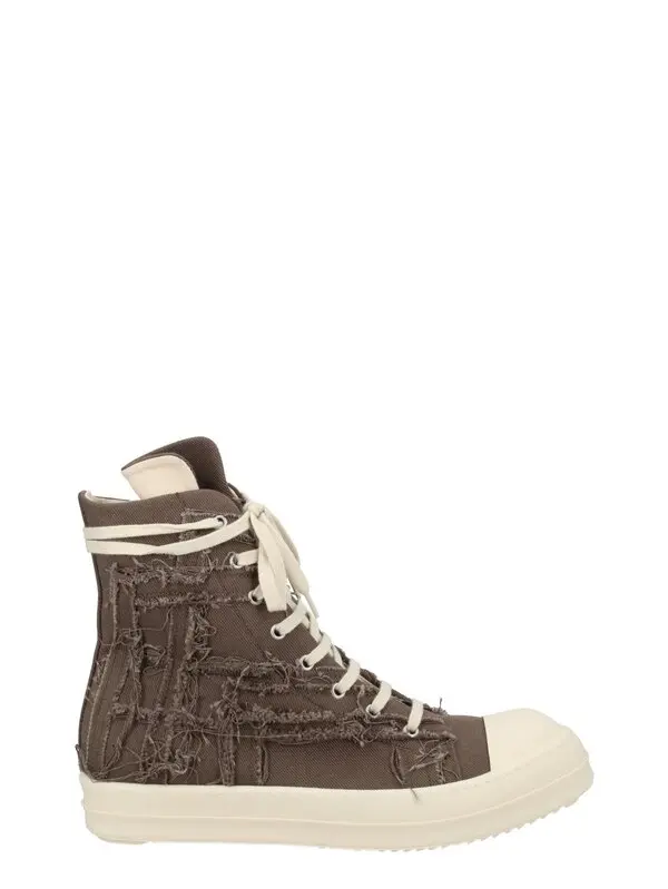 Rick Owens Denim High Top Sneakers - Brown