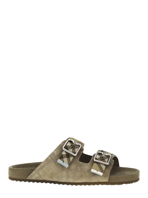 Burberry Urchin Suede Check Sandals - Cream