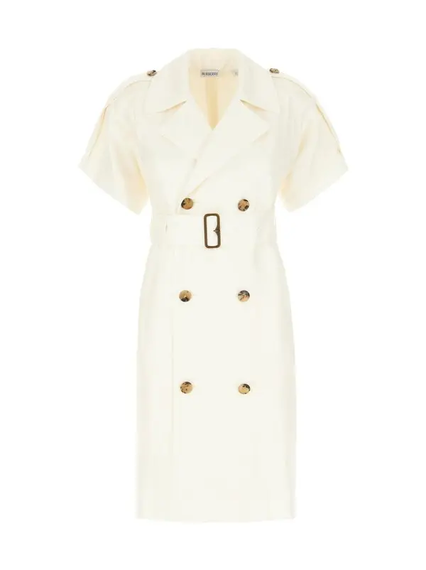 Burberry Short Sleeve Belted Dress - Multicolor