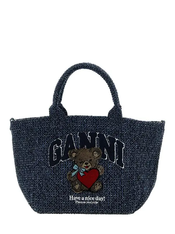 GANNI Small Bear Shopping Bag - Blue