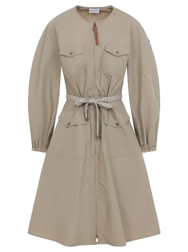 Moncler Cotton Blend Balloon Sleeve Zip-up Mini Dress - Multicolor