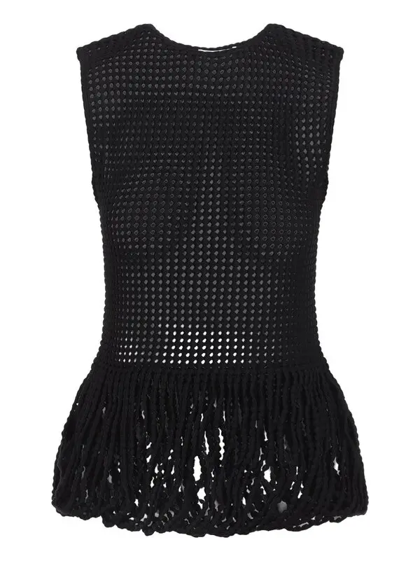 Alaïa Peplum Tank Top With Mesh Fabric - Black