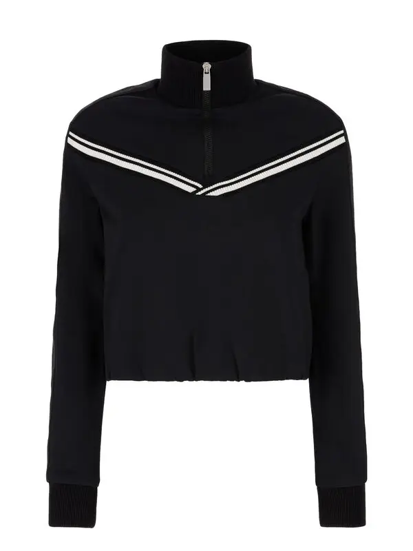 Off-White Black Cropped Sweatshirt With Contrast Piping - Multicolor