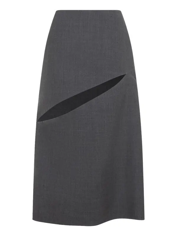JIL SANDER Virgin Wool And Silk Blend Midi Skirt - Gray