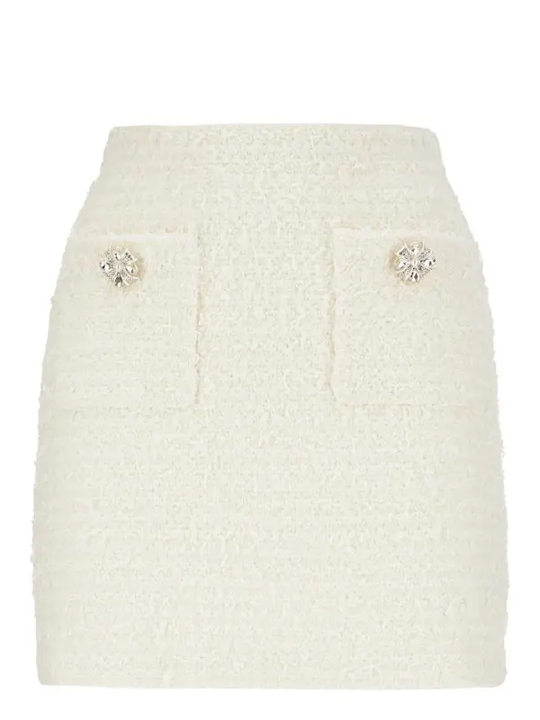 SELF-PORTRAIT Embellished Textured Skirt - Multicolor