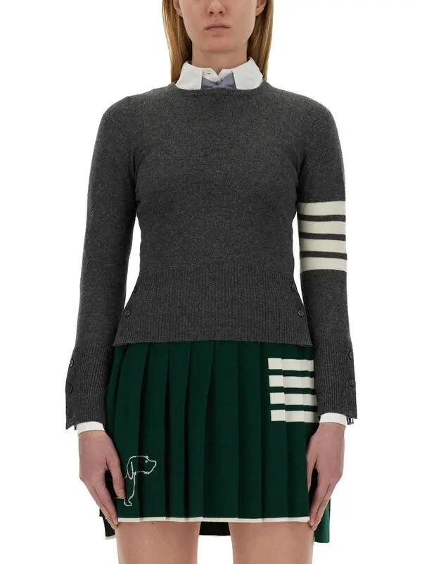 Thom Browne Cashmere Sweater With Signature Stripes - Gray