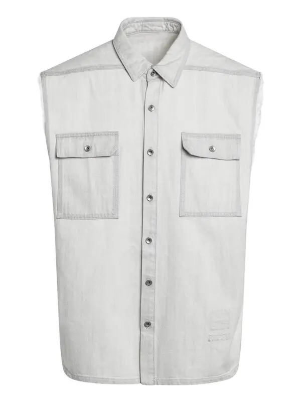 Rick Owens Vintage Effect Denim Vest - White