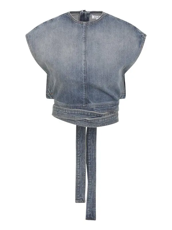 Alaïa Belted Cotton Top - Blue