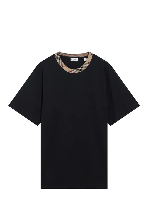 Burberry Navy T-shirt With Check Trims - Blue