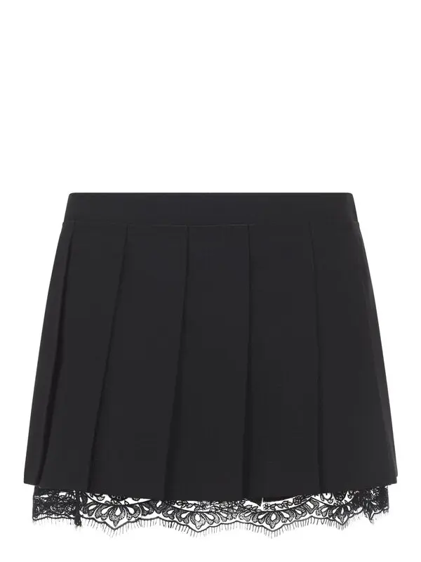 Acne Studios Wool Blend Mini Skirt With Lace Detail - Black