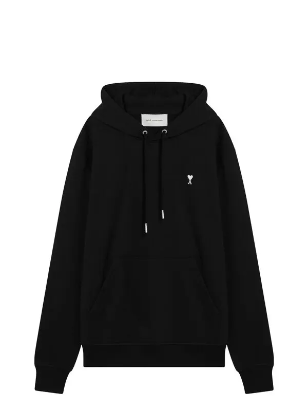 Ami De Coeur Embroidered Cotton Hoodie - Black
