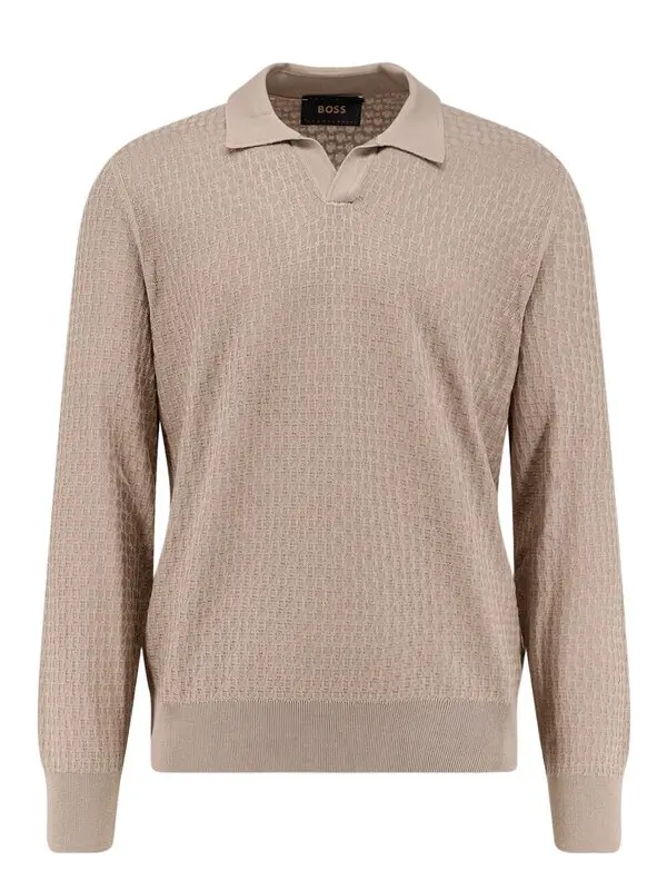 BOSS Silk Sweater With All-over Processing - Cream