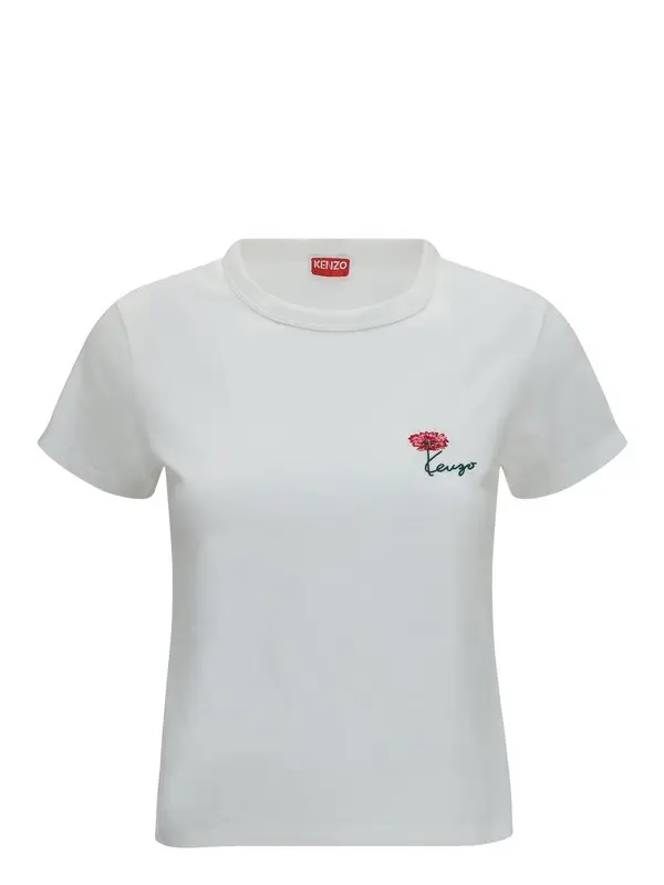 Kenzo Tulip Embroidered Cotton T-shirt - White