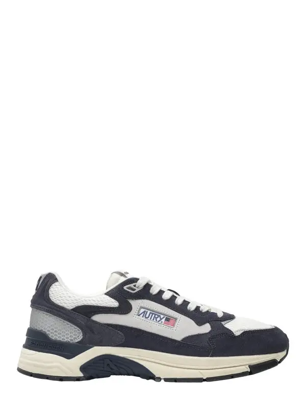 AUTRY Hyperway Sneakers In Silver Mesh And Suede - Blue
