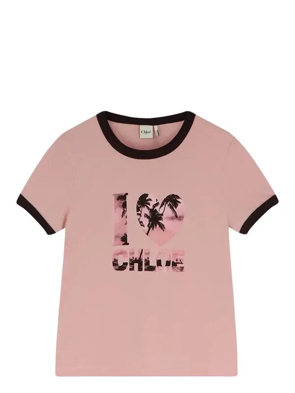 Chloé Cotton T-shirt With Flamingo And Logo Print - Multicolor