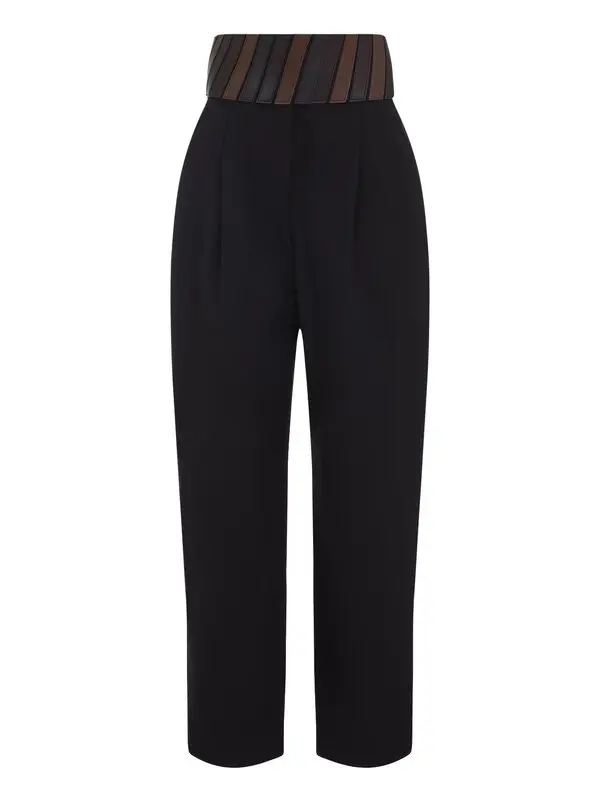 Alaïa Belted Wool Gabardine Pants - Multicolor