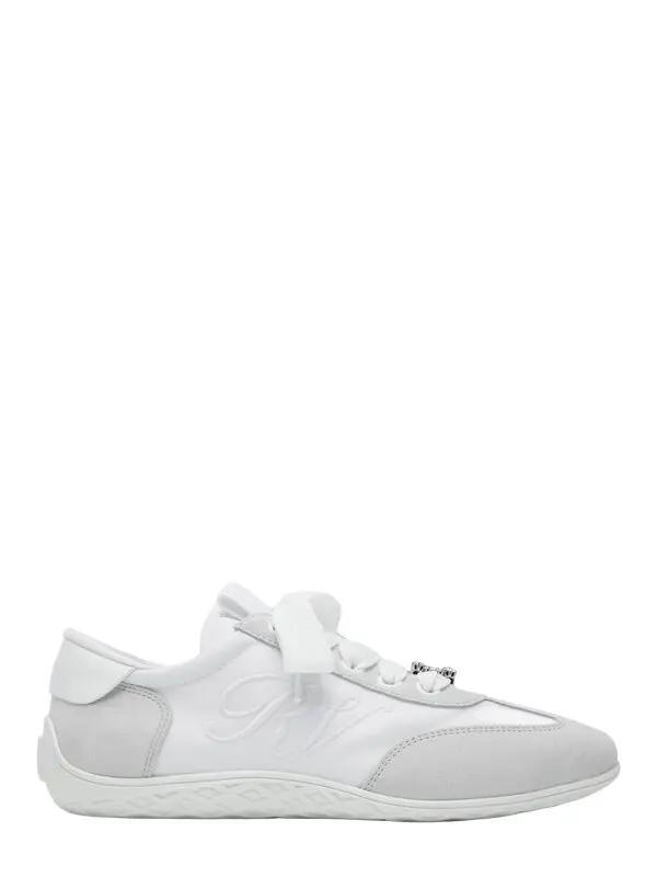 ROGER VIVIER Viv Low Sneakers In Suede And Fabric - White