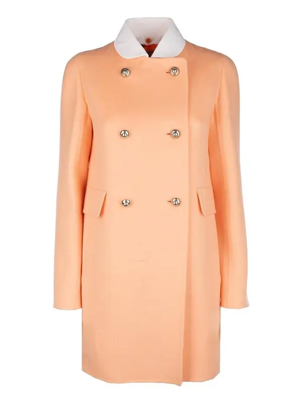 Prada Double Breasted Coat With Classic Collar - Multicolor