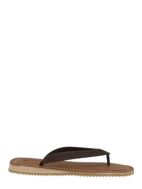 Miu Miu Leather Sole Flip Flop Sandals - Brown