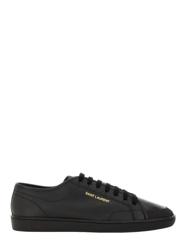 Saint Laurent Smooth Leather Lace-up Sneakers - Black
