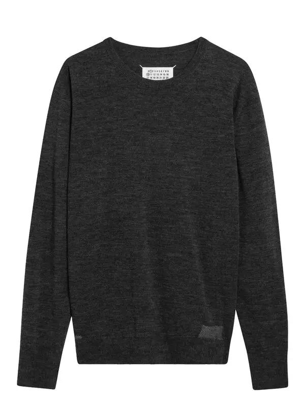 MAISON MARGIELA Grey Wool-blend Sweater With Patch Detail - Gray