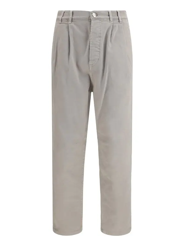 Brunello Cucinelli Stretch Canvas Pleated Trousers - Brown