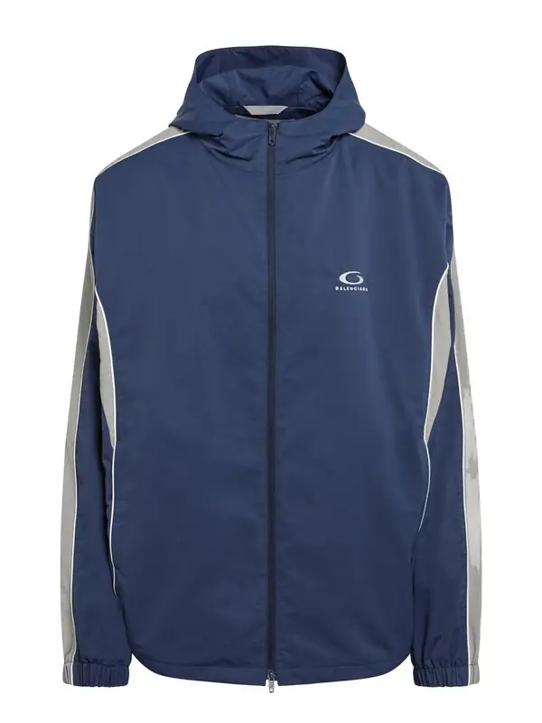 Balenciaga Washed Effect Technical Satin Track Jacket - Blue
