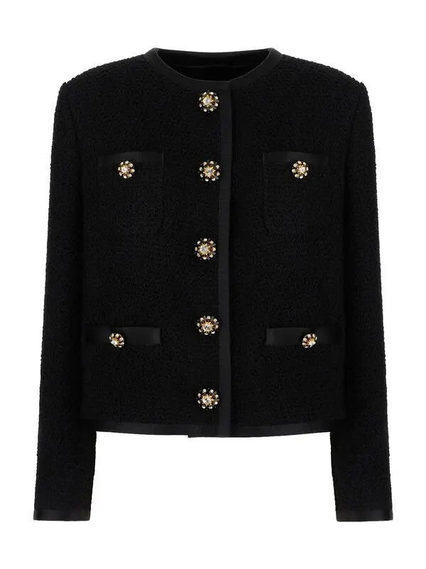 Dolce & Gabbana Textured Blazer With Embellished Buttons - Multicolor