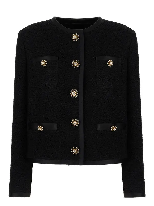 Dolce & Gabbana Textured Blazer With Embellished Buttons - Multicolor