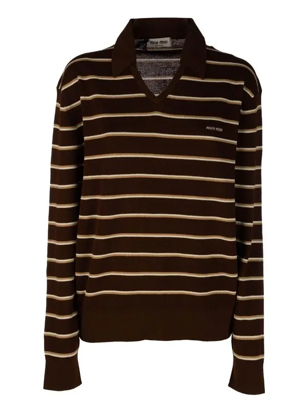 Miu Miu Striped Knitwear Polo - Multicolor