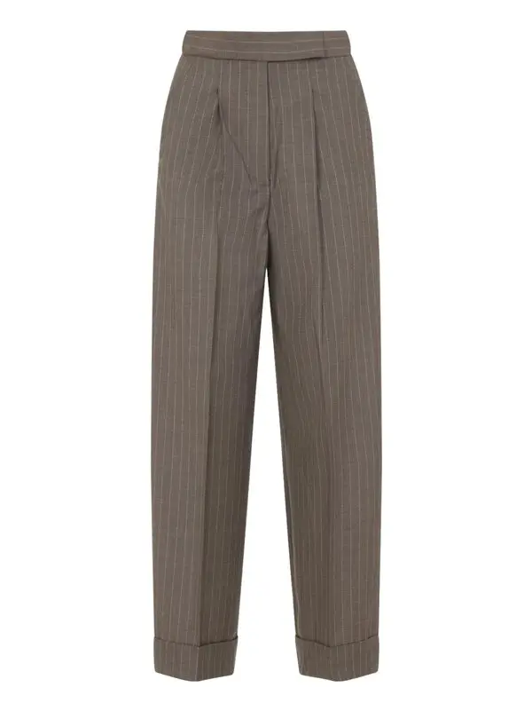 Max Mara Manetta Tailored Pinstriped Wool Trousers - Brown