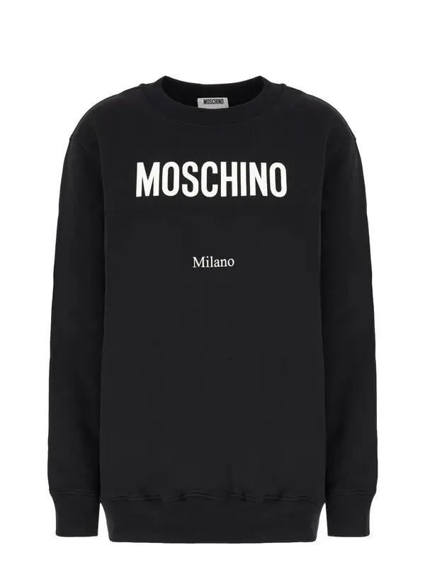 Moschino Black Sweatshirt With Logo And Milano Print - Multicolor
