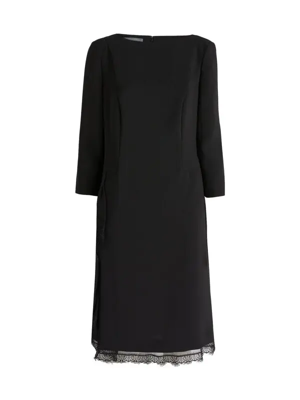 Alberta Ferretti Black Lace Trimmed Dress - Multicolor