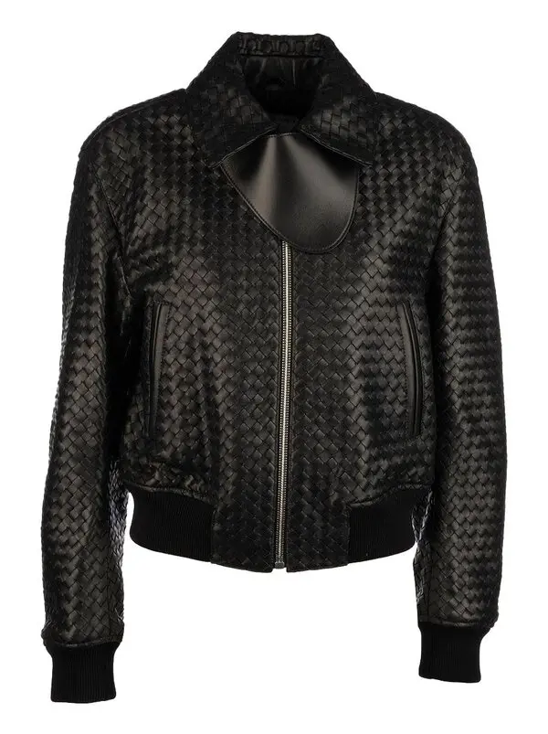 Bottega Veneta Woven Leather Bomber Jacket - Multicolor