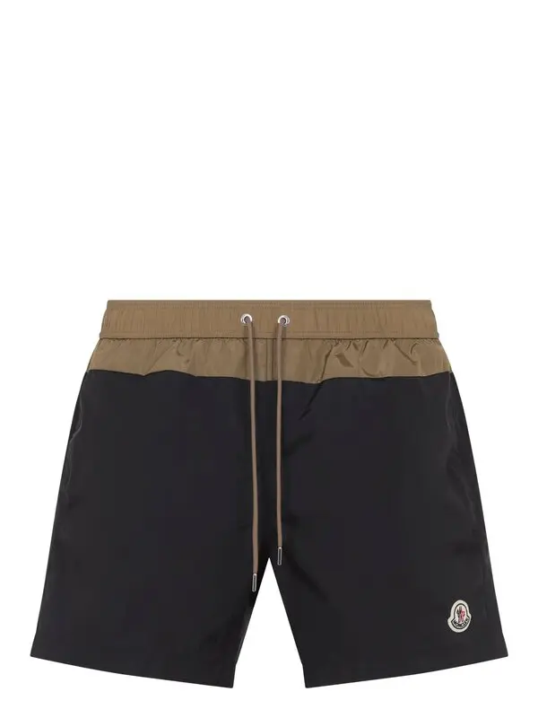 Moncler Polyamide Swim Shorts With Logo Detail - Black