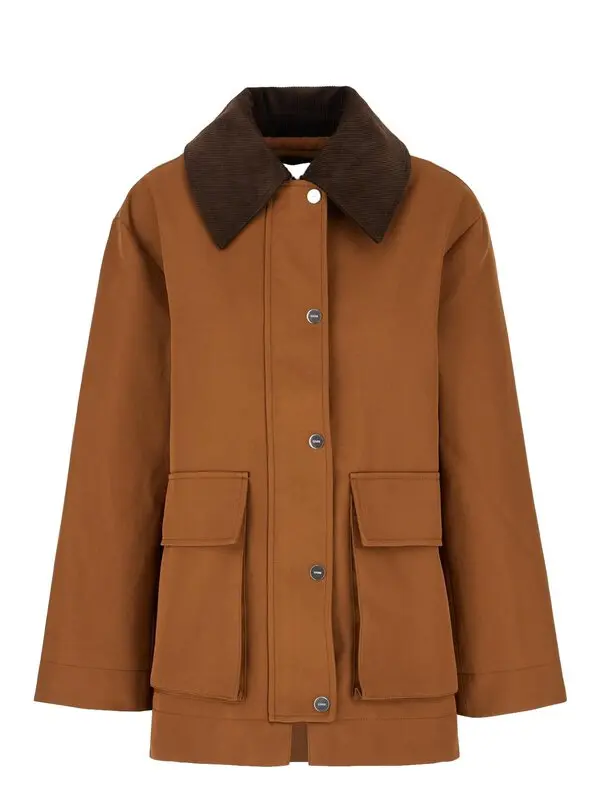 GANNI Cotton Blend Jacket With Corduroy Collar - Multicolor
