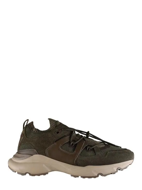 TOD'S Suede And Technical Fabric Lace-up Sneakers - Yellow