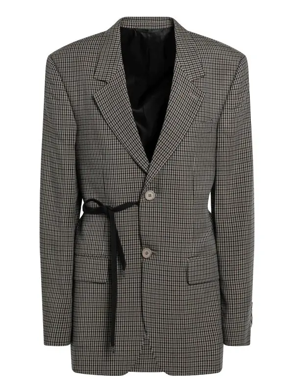 Balenciaga Single Breasted Vichy Pattern Jacket With Side Lace Detail - Green