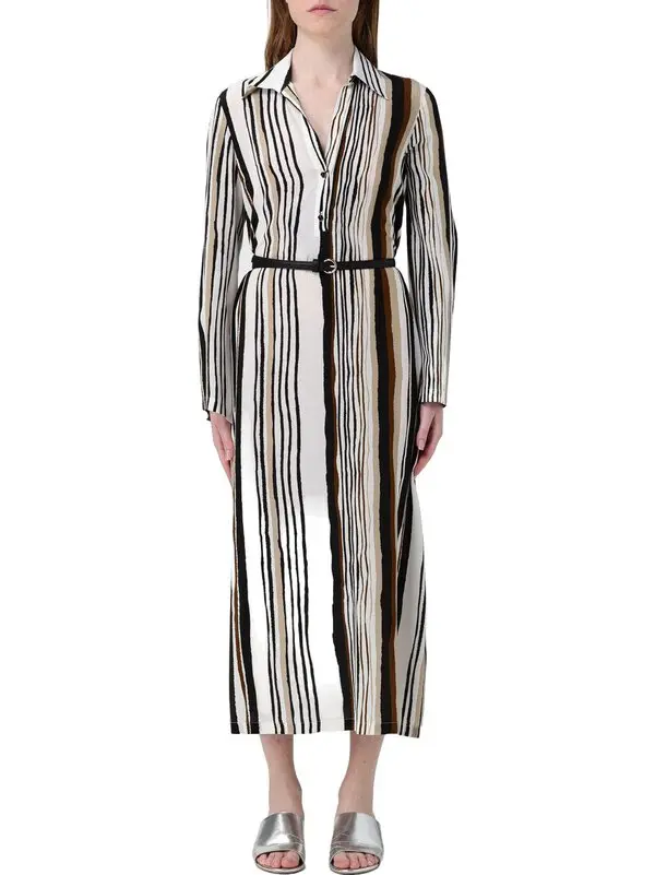 Max Mara Striped Silk Shirt Dress - Blue